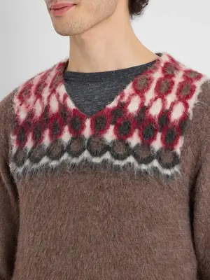 MAISON MARGIELA Fair Isle-inspired Wool-alpaca V-neck Sweater