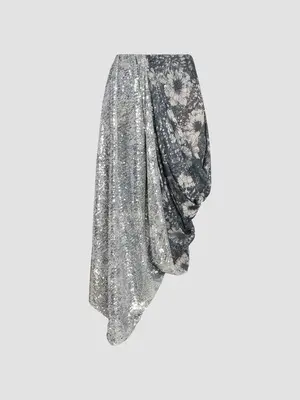 MAISON MARGIELA Sequin Floral Draped Midi-skirt