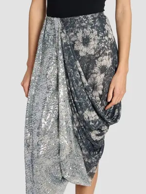 MAISON MARGIELA Sequin Floral Draped Midi-skirt