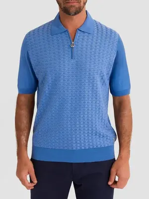Stefano Ricci Geometric Textured Silk-cotton Quarter-zip Polo Shirt
