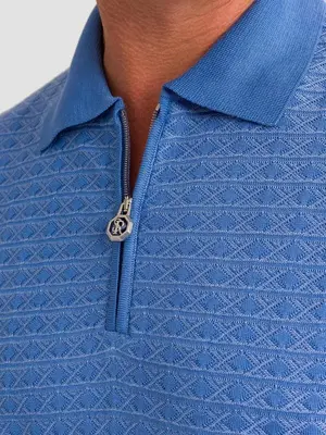 Stefano Ricci Geometric Textured Silk-cotton Quarter-zip Polo Shirt