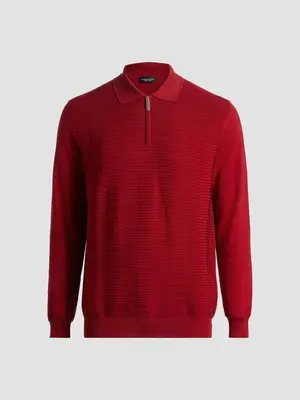 Stefano Ricci Textured Silk-cotton Quarter-zip Polo Shirt - Red