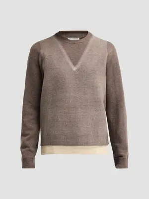 MAISON MARGIELA Fused Knit Crewneck Sweater - Mud Ecru