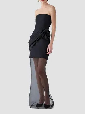 Carolina Herrera Rose Silk Sheer Hem Gown