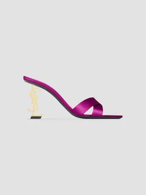 Saint Laurent Opyum Mules In Satin Crepe - Fuchsia