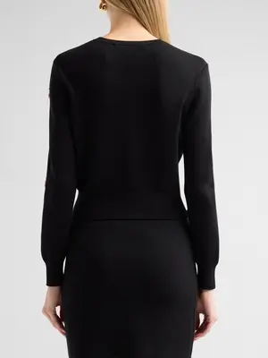 Carolina Herrera Floral-embroidered Silk-cotton Cardigan