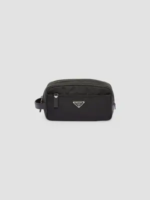 Prada Nylon And Saffiano Leather Travel Pouch - Black