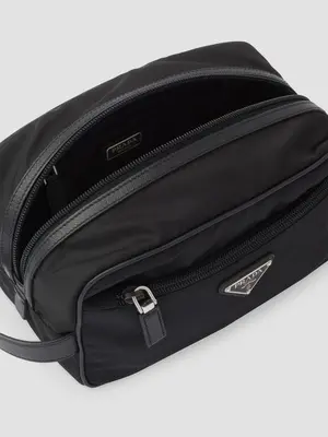 Prada Nylon And Saffiano Leather Travel Pouch