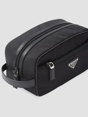 Prada Nylon And Saffiano Leather Travel Pouch