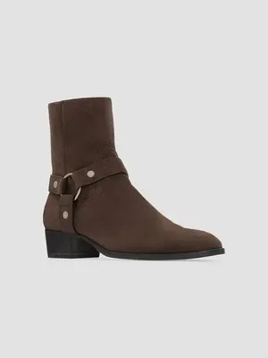 Saint Laurent Wyatt Harness Boots In Suede