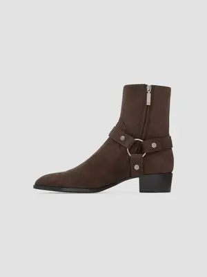 Saint Laurent Wyatt Harness Boots In Suede