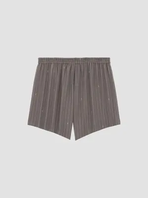 Saint Laurent Cassandre Shorts In Striped Silk Crepe De Chine