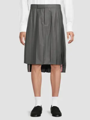 Thom Browne Pleated Wool Twill Skirt