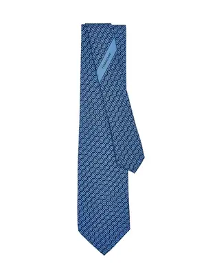 FERRAGAMO Trofeo Silk Tie - Navy