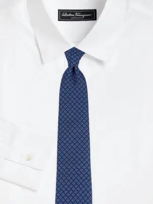FERRAGAMO Gancini Jacquard Tie - Navy