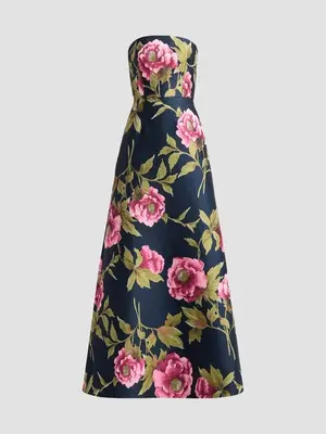 Carolina Herrera Floral Strapless A-line Gown