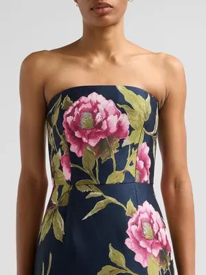 Carolina Herrera Floral Strapless A-line Gown