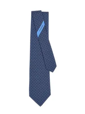 FERRAGAMO Viva Silk Gancini Tie - Navy Rosso