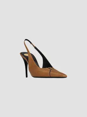 Saint Laurent Babylone Breteuil Slingback Pumps - Macadamia