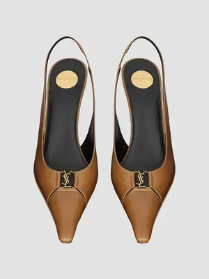 Saint Laurent Babylone Breteuil Slingback Pumps - Macadamia