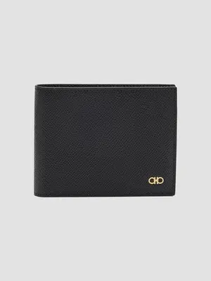 FERRAGAMO Gancini Grain Leather Bifold Wallet - Black