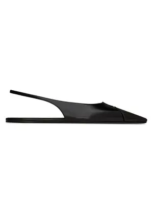 Saint Laurent Babylone Slingback Flats In Smooth Leather