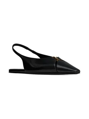 Saint Laurent Babylone Slingback Flats In Smooth Leather