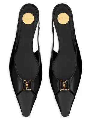 Saint Laurent Babylone Slingback Flats In Smooth Leather