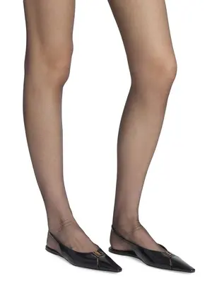 Saint Laurent Babylone Slingback Flats In Smooth Leather