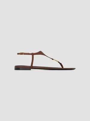Saint Laurent Cassandra Sandals In Smooth Leather - Brown