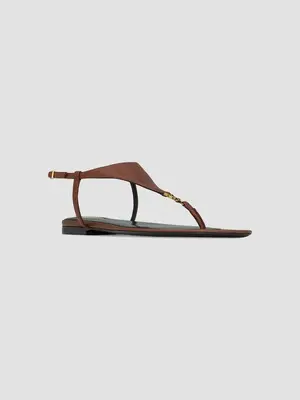 Saint Laurent Cassandra Sandals In Smooth Leather - Brown
