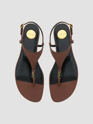 Saint Laurent Cassandra Sandals In Smooth Leather - Brown