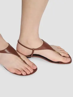 Saint Laurent Cassandra Sandals In Smooth Leather - Brown