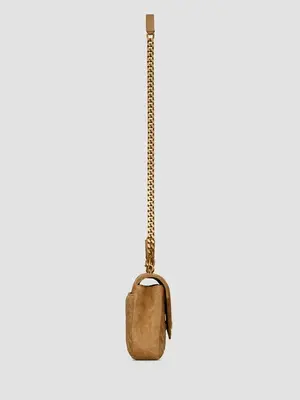 Saint Laurent College Crossbody Bag In Quilted Suede