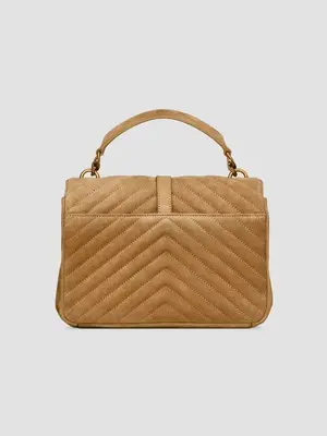 Saint Laurent College Crossbody Bag In Quilted Suede