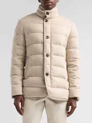 MOORER Nolde Quilted Wool-cashmere-blend Jacket - Stone