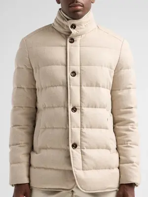 MOORER Nolde Quilted Wool-cashmere-blend Jacket - Stone
