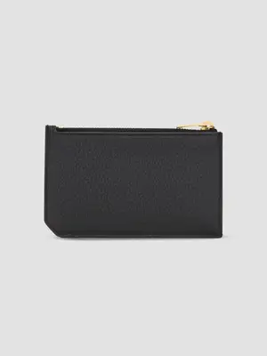 Saint Laurent Tiny Cassandre Fragts Zip Card Case In Grained Leather