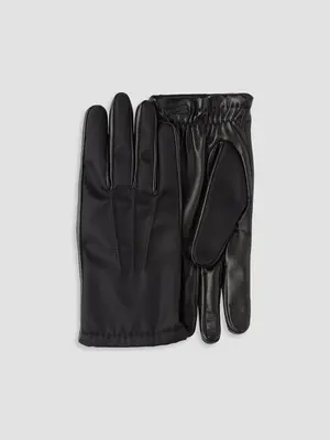 Prada Re-nylon And Nappa Leather Gloves - Black