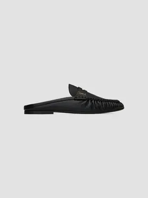 Saint Laurent Le Loafer Mules In Shiny Creased Leather