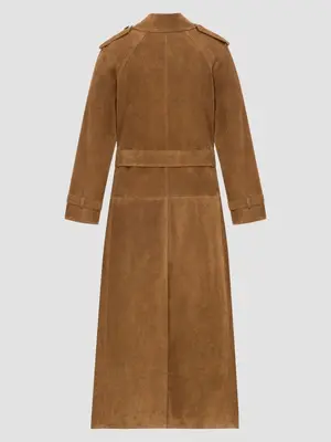 Saint Laurent Trench Coat In Suede