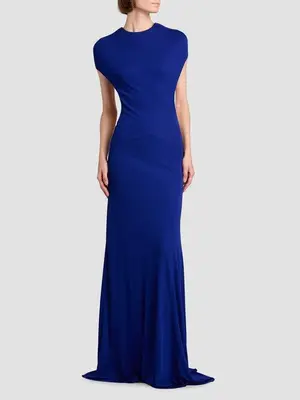TOM FORD Sculpted Backless Jersey Gown - Ucu Clematis Blue