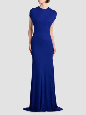TOM FORD Sculpted Backless Jersey Gown - Ucu Clematis Blue
