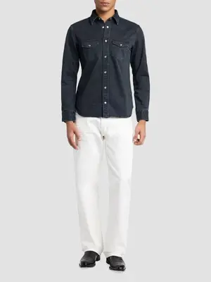 TOM FORD Peached Twill Denim Western Shirt