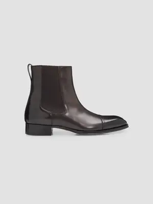 TOM FORD Elkan Burnished Leather Chelsea Boots - Ebony