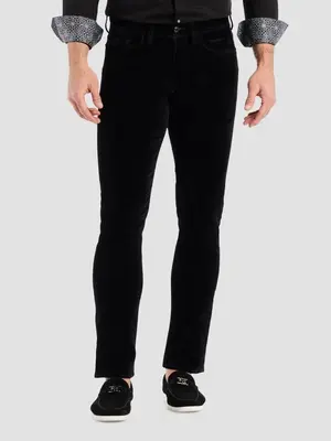 Robert Graham Celestial Velvet Slim-fit Pants - Black