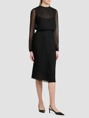 TOM FORD Sheer Stripe Blouson Midi Dress