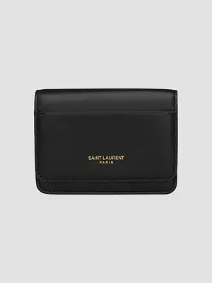 Saint Laurent Business Card Case In Smooth Leather - Black