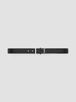 Saint Laurent Cassandre Vadim Belt In Smooth Leather - Black