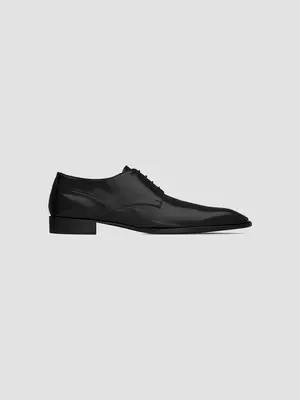 Saint Laurent Stanton Derbies In Glazed Leather - Nero